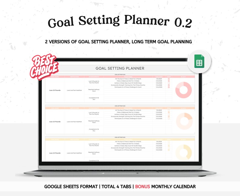 2025 Goal Planner Google Sheets Tracker | Long Term SMART Habit ...