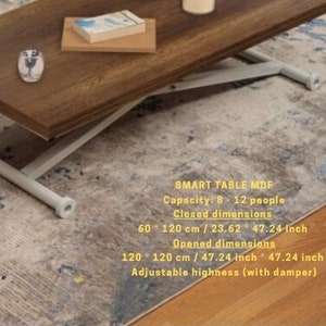 Smart Table Dinig Coffee Table Adjustable Highness MDF Baroque Dark ...