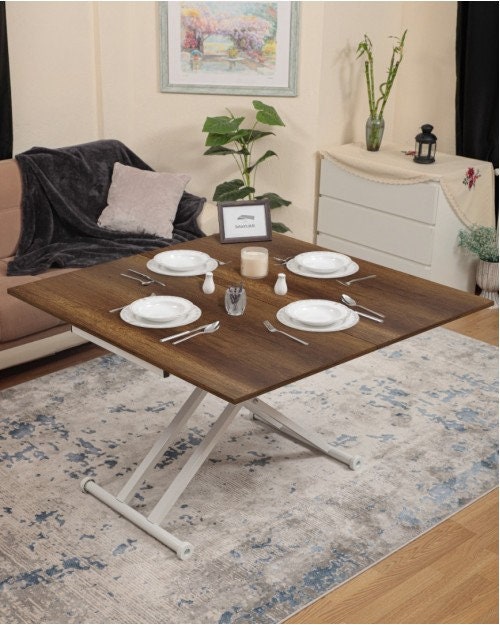 Smart Table Dinig Coffee Table Adjustable Highness MDF Baroque Dark ...