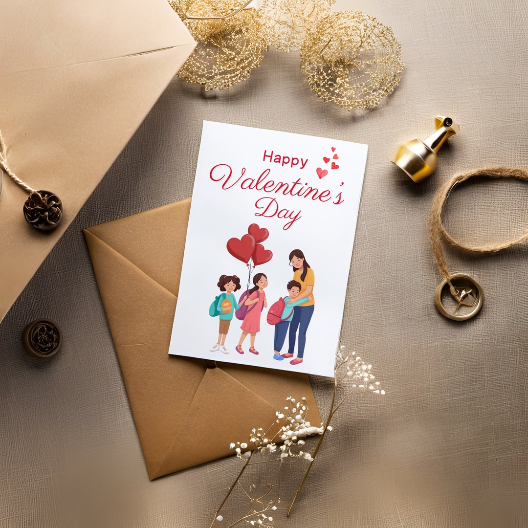 Printable Valentines Day Card for Teacher, Happy Valentines Card to ...