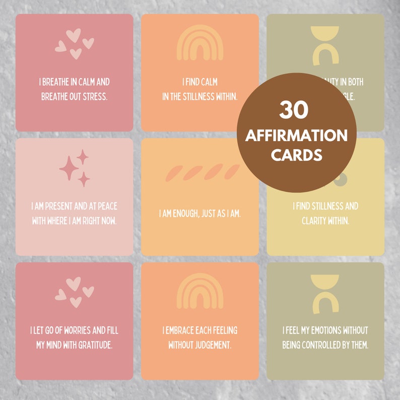 Printable Affirmation Cards Mindfulness Cards Mindfulness - Etsy