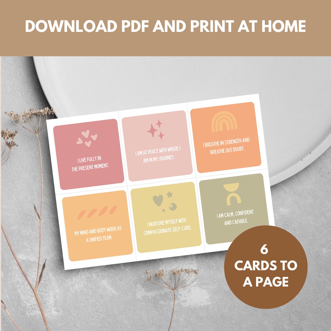 Printable Affirmation Cards Mindfulness Cards Mindfulness - Etsy