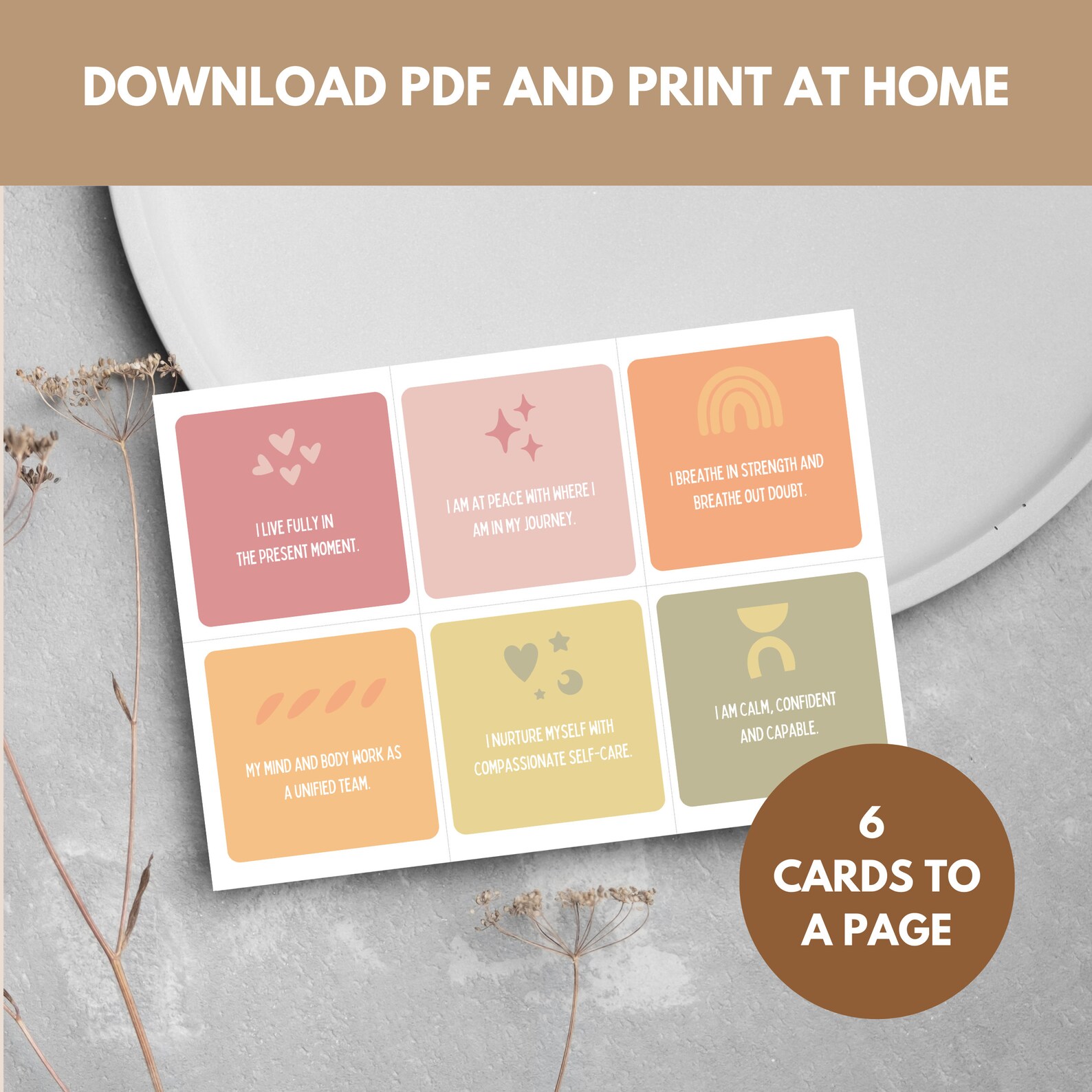 Printable Affirmation Cards Mindfulness Cards Mindfulness - Etsy