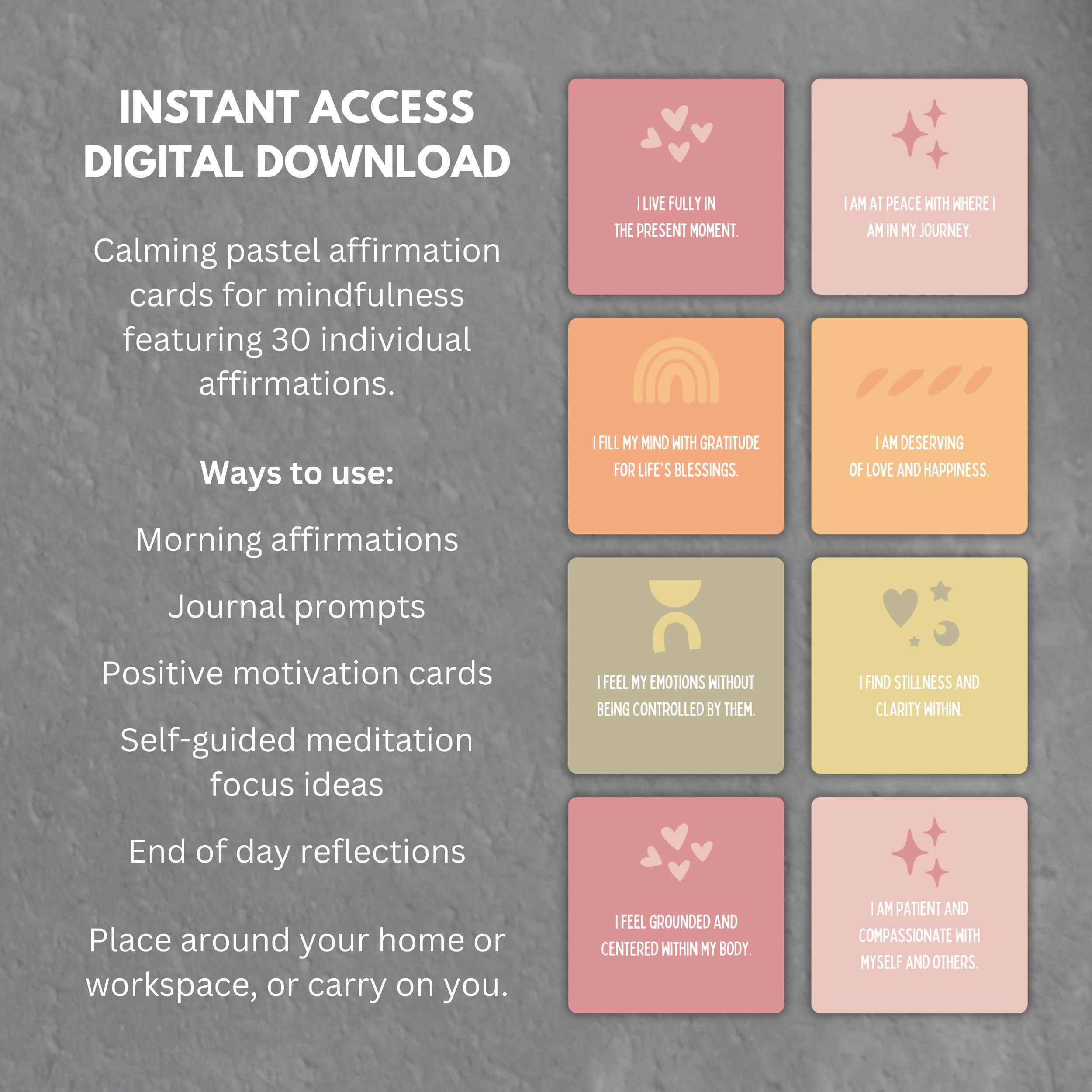 Printable Affirmation Cards Mindfulness Cards Mindfulness - Etsy