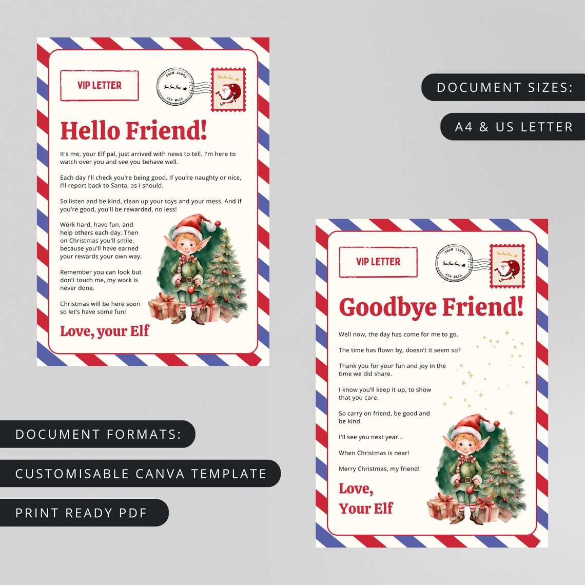 Elf Letter Bundle, Printable Elf Letters, Editable Elf Letters, Elf ...