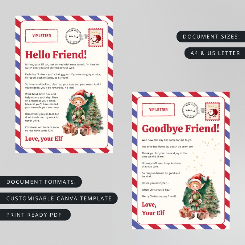 Elf Letter Bundle, Printable Elf Letters, Editable Elf Letters, Elf ...