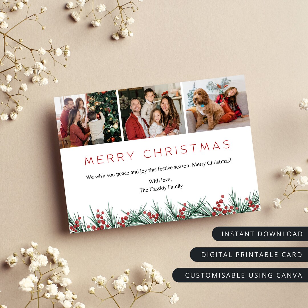 Printable Christmas Card, Editable Christmas Card, Canva Christmas Card ...