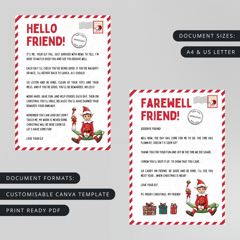 Editable Elf Letters, Elf Letter Template, Elf Letter Bundle, Elf ...