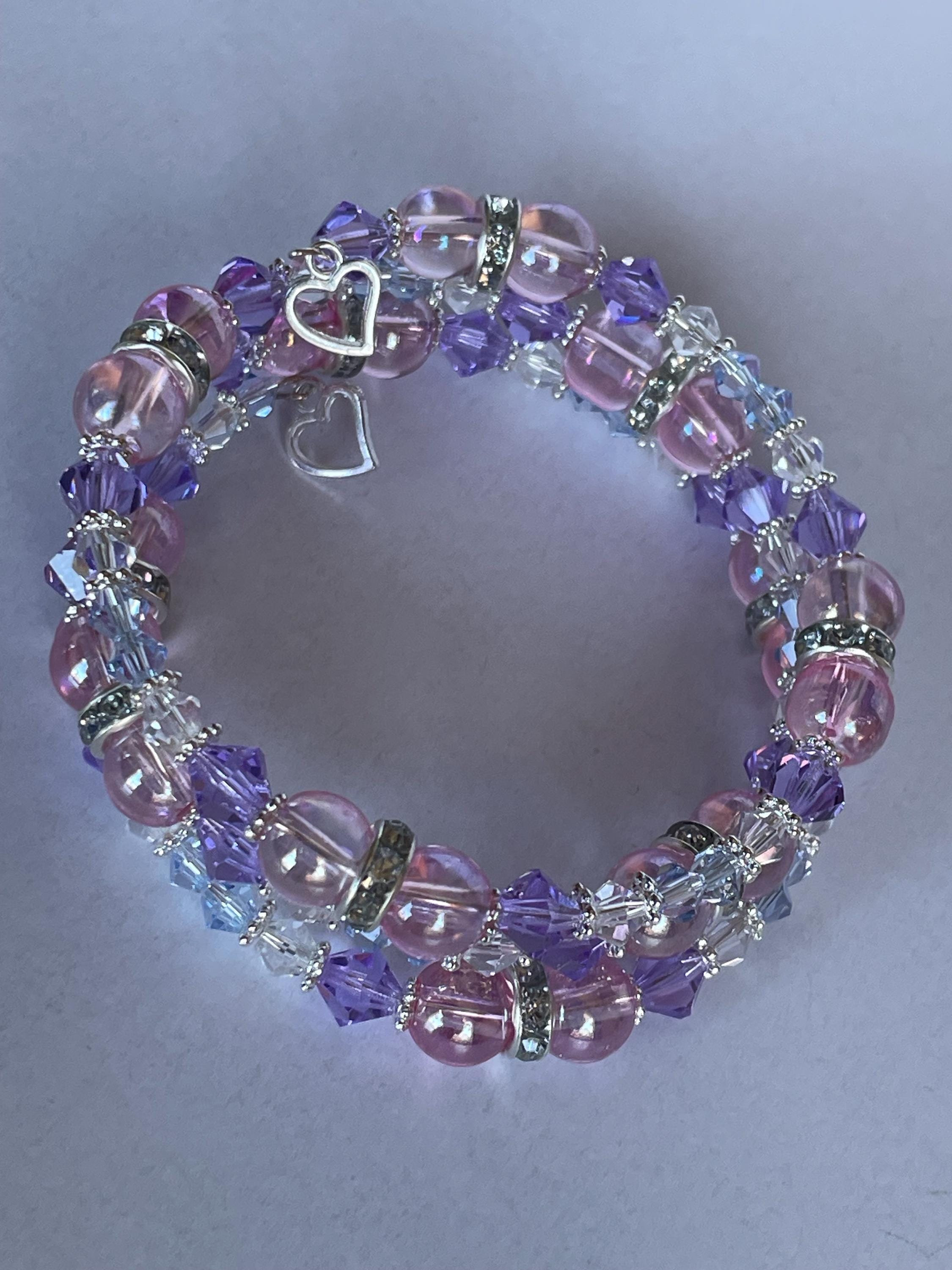 Glimmering Grace Crystal Memory Wire Bracelet, Wrap Bracelet, Beaded Bracelet - Etsy