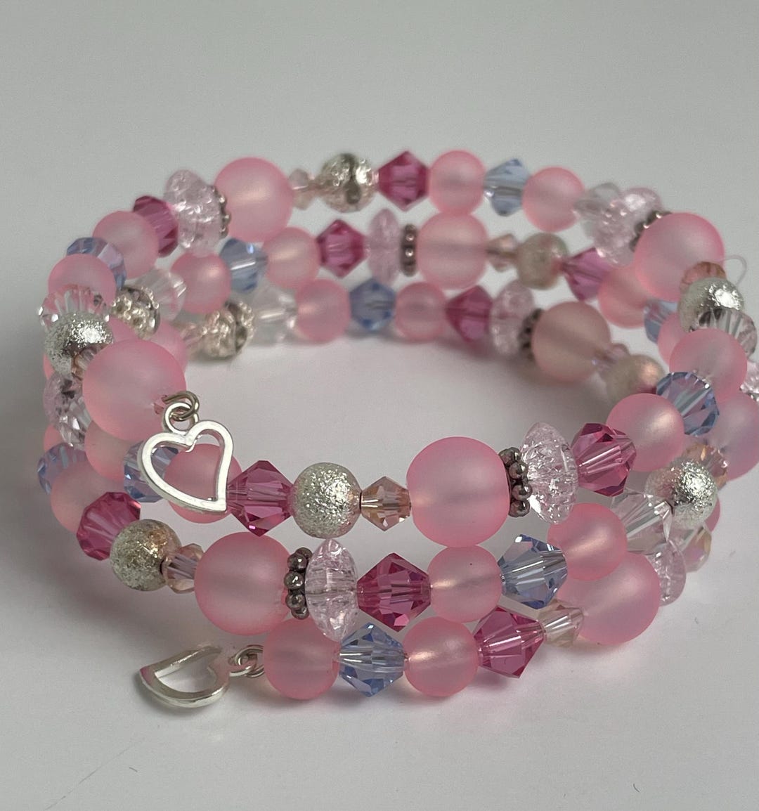 Pink Opulence Bracelet, Crystal, Memory Wire, Beaded, Wrap Bracelet - Etsy
