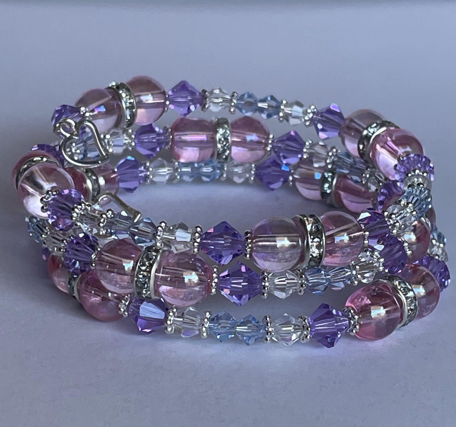 Glimmering Grace Crystal Memory Wire Bracelet, Wrap Bracelet, Beaded Bracelet - Etsy