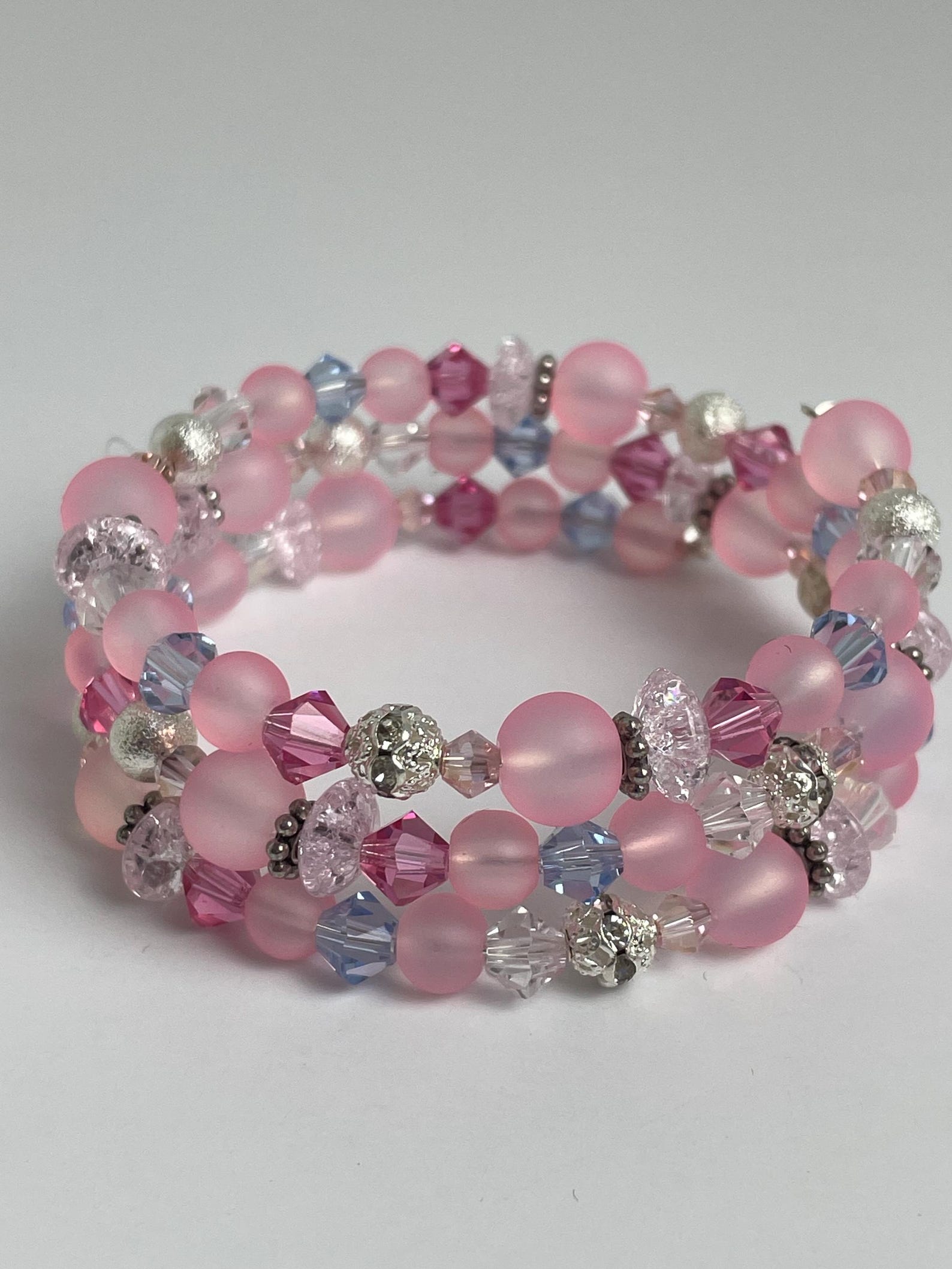Pink Opulence Bracelet, Crystal, Memory Wire, Beaded, Wrap Bracelet - Etsy
