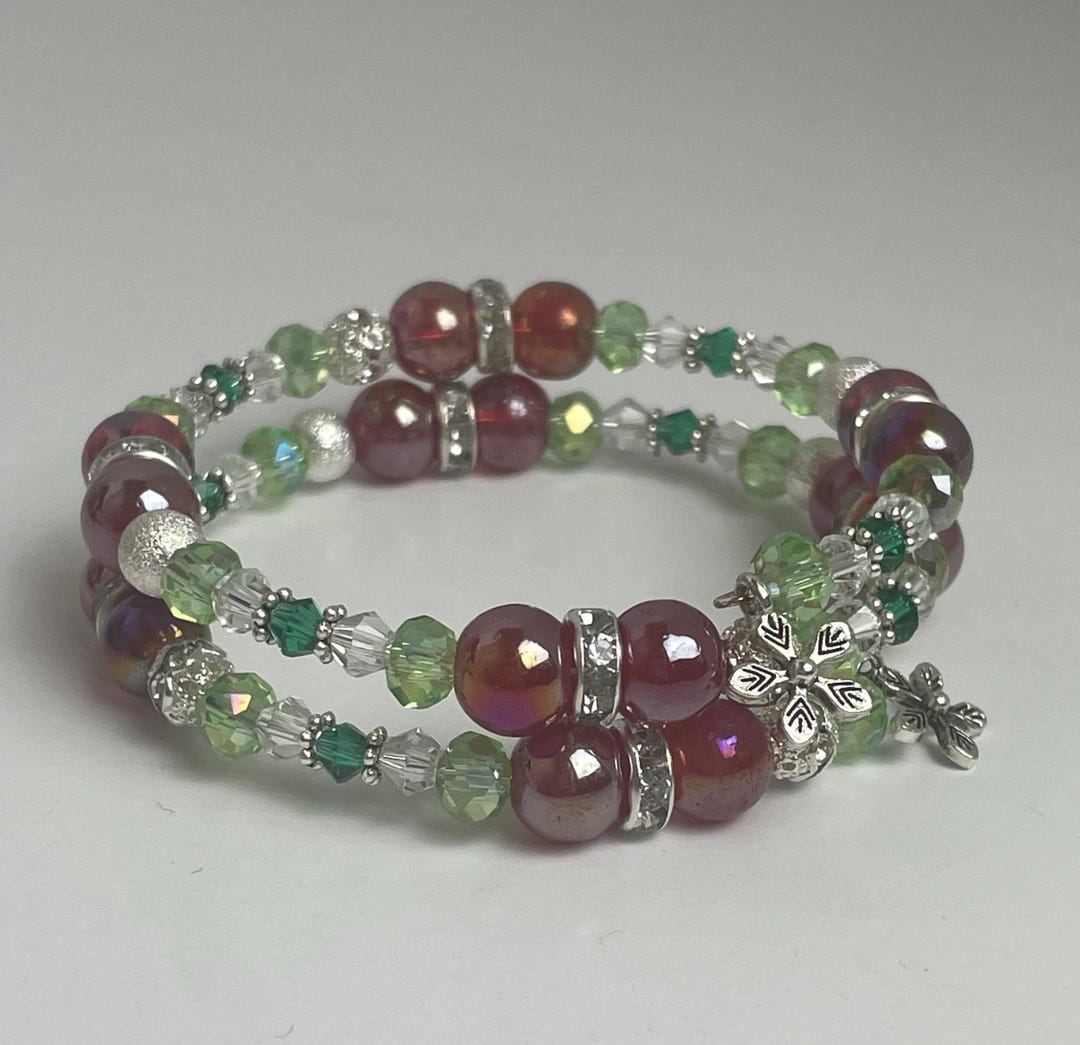 Merry and Bright Bracelet, Crystal Memory Wire Bracelet, Wrap Bracelet ...