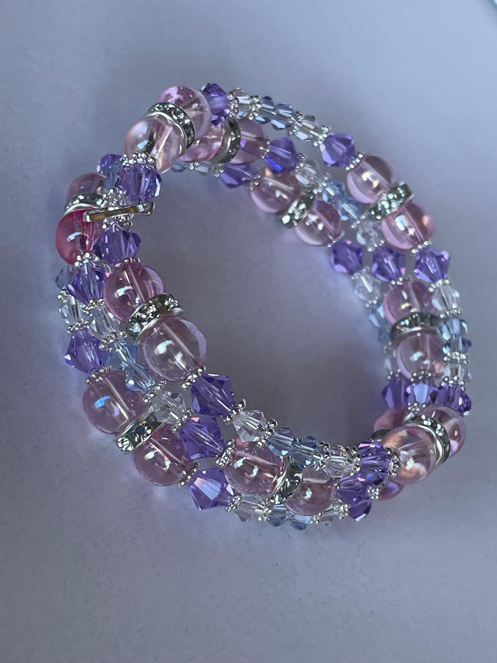 Glimmering Grace Crystal Memory Wire Bracelet, Wrap Bracelet, Beaded Bracelet - Etsy