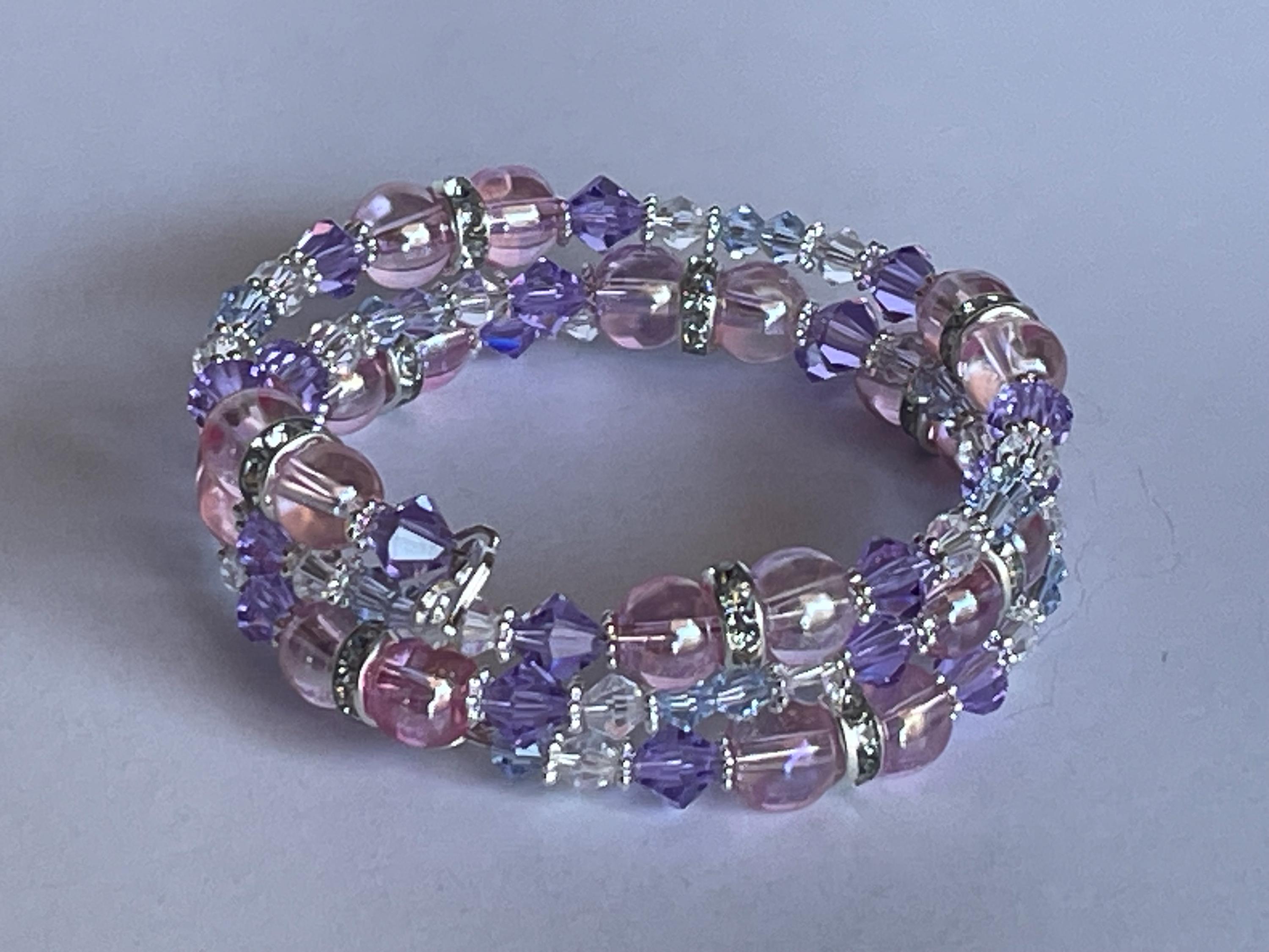 Glimmering Grace Crystal Memory Wire Bracelet, Wrap Bracelet, Beaded Bracelet - Etsy