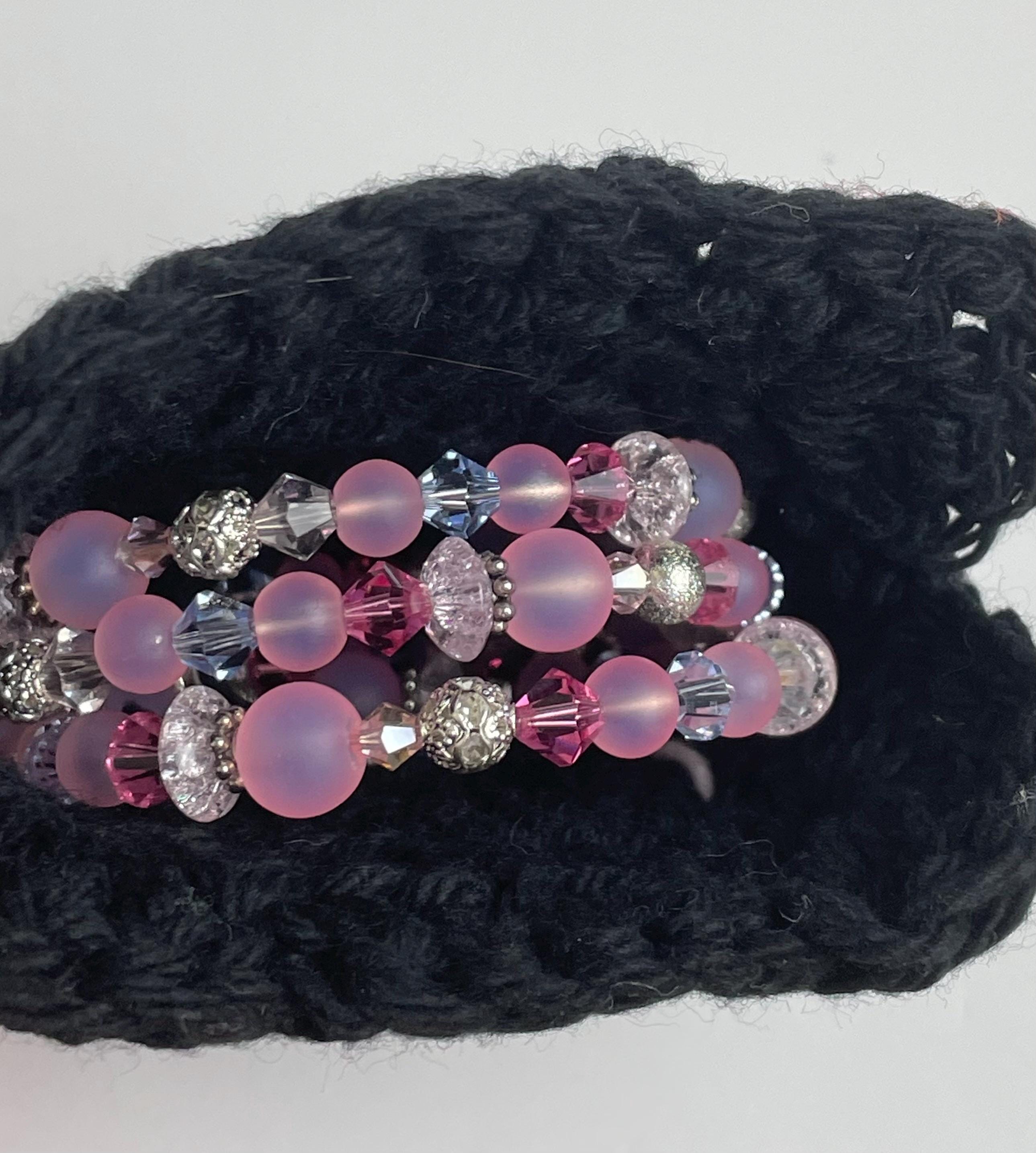 Pink Opulence Bracelet, Crystal, Memory Wire, Beaded, Wrap Bracelet - Etsy