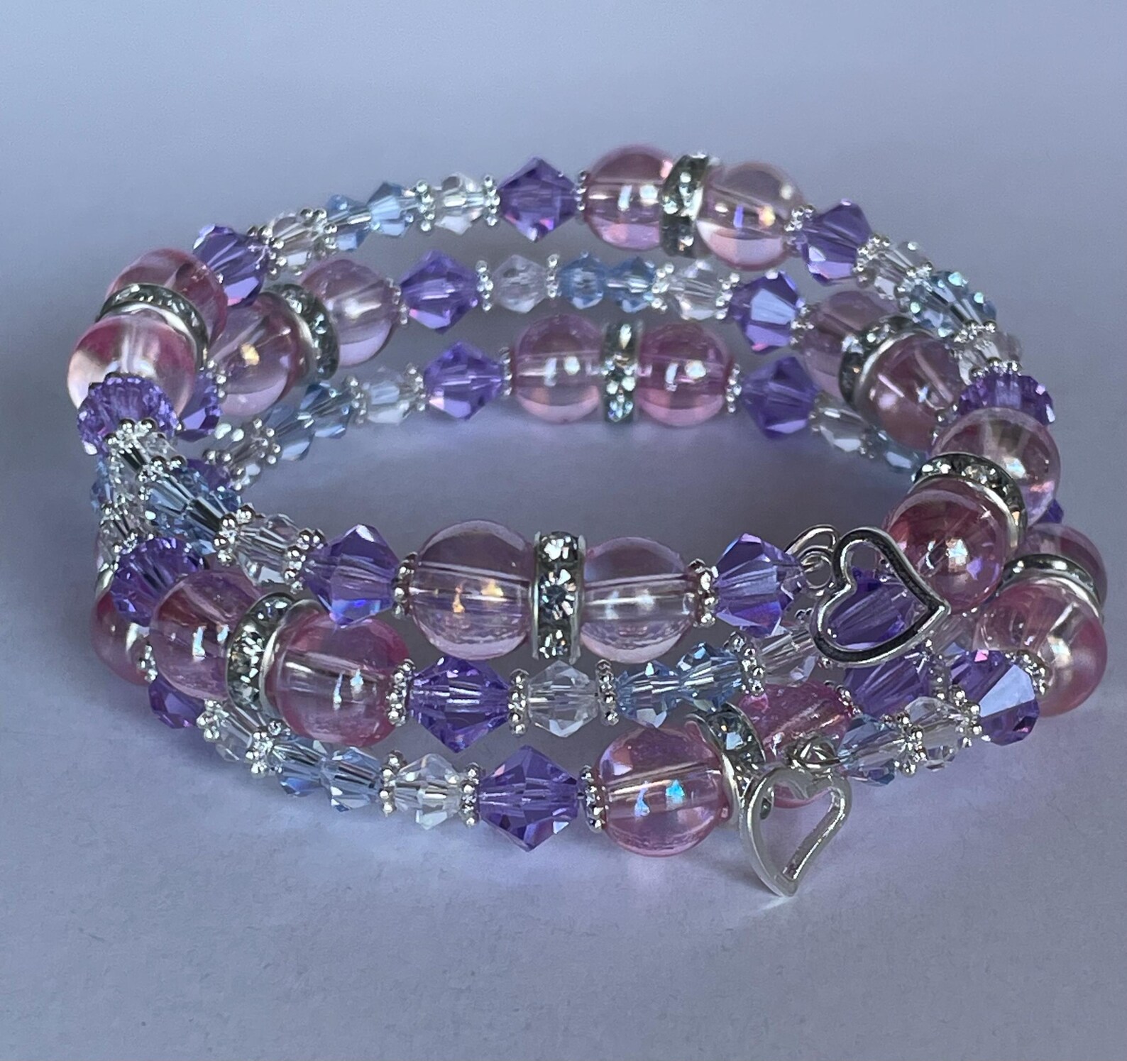 Glimmering Grace Crystal Memory Wire Bracelet, Wrap Bracelet, Beaded Bracelet - Etsy