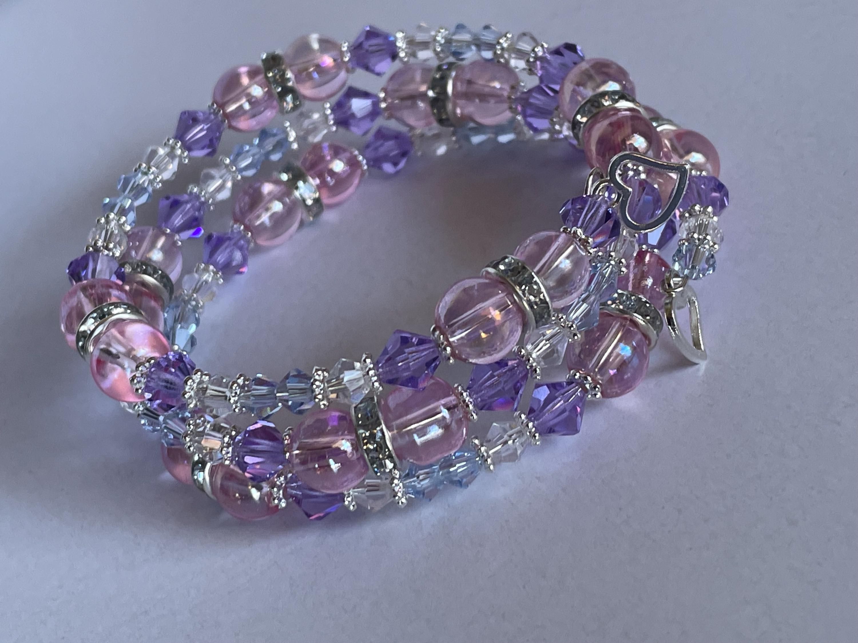 Glimmering Grace Crystal Memory Wire Bracelet, Wrap Bracelet, Beaded Bracelet - Etsy