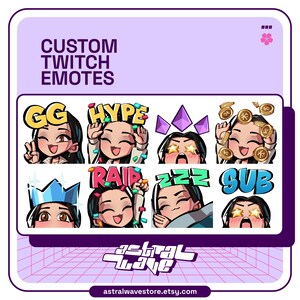 Custom Emotes for Streaming Cute Chibi Emotes Custom Emotes Twitch ...