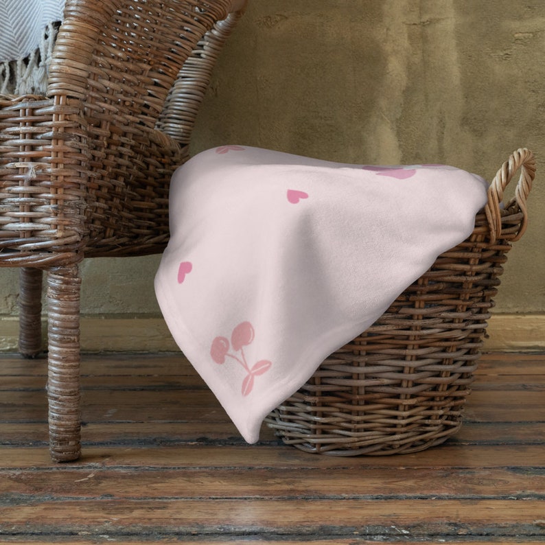 Coquette Room Decor, Pink Bow Coquette Throw Blanket, Cherry Pattern ...