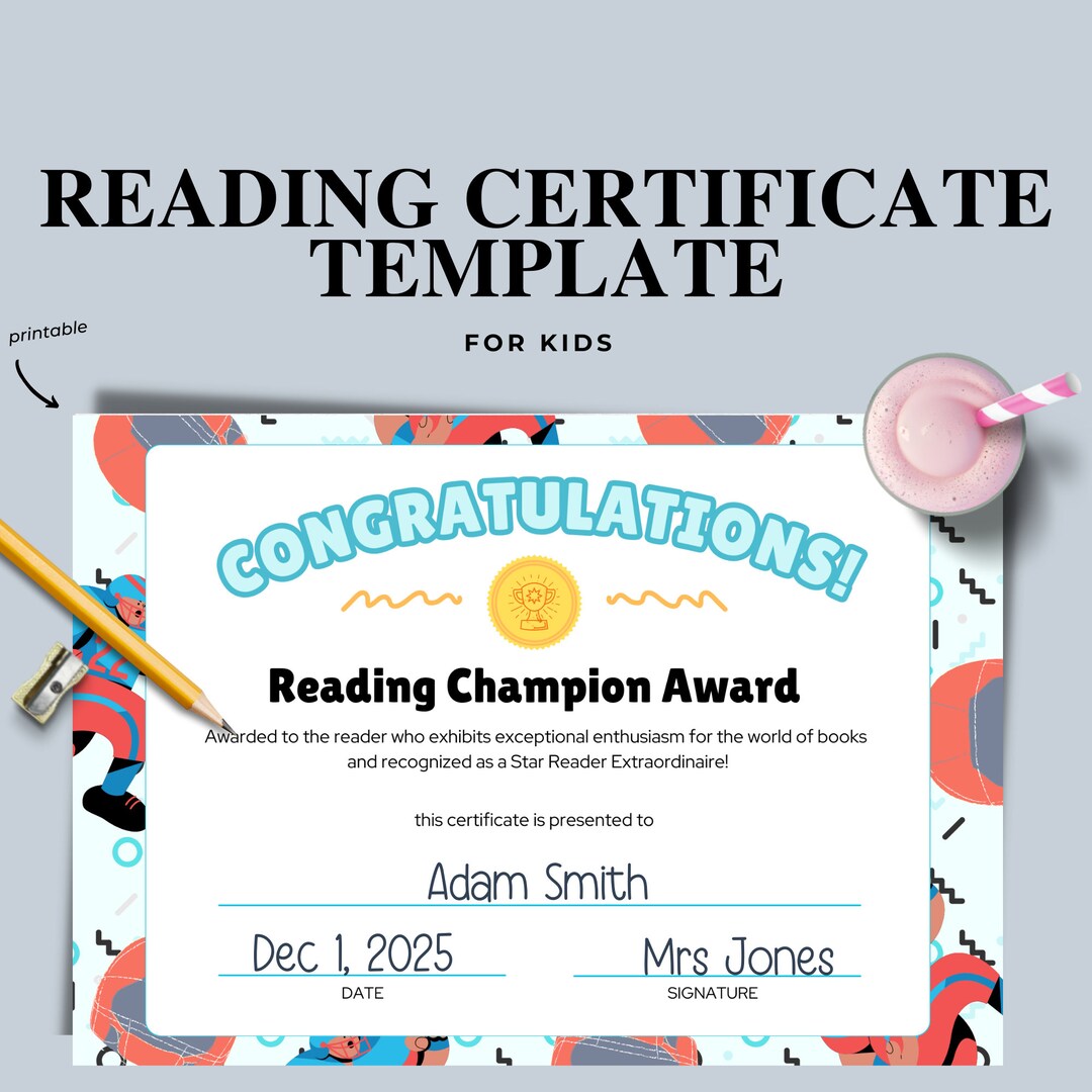 Kids Diploma, Reward Chart, Kids Reading Certificate, Kids Achievement ...