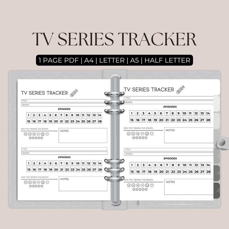 Printable TV Show Log, Series to Watch, TV Series Tracker, TV Series ...