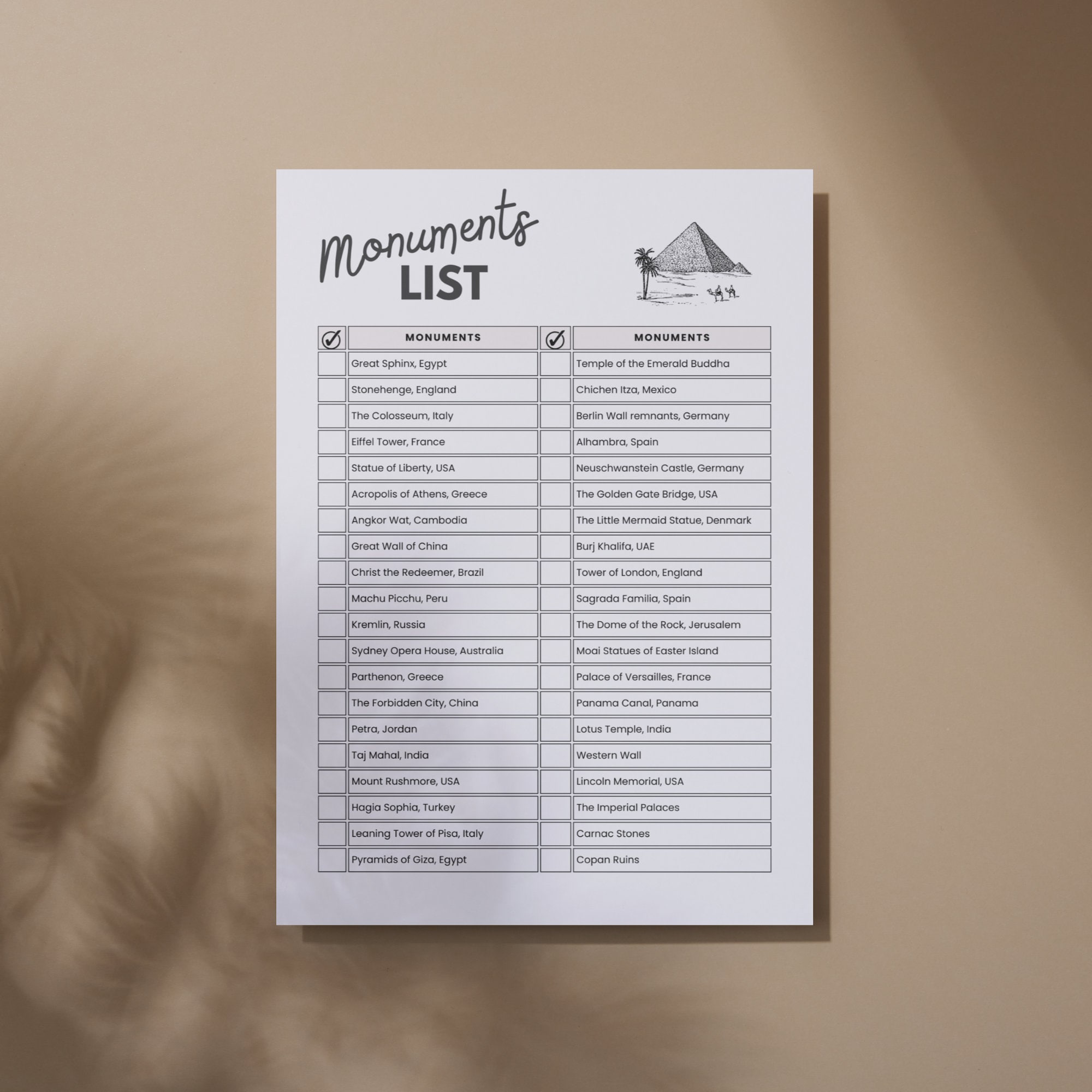 Travel Bucket List Printable, Wanderlust List, Travel to Do List, Dream ...