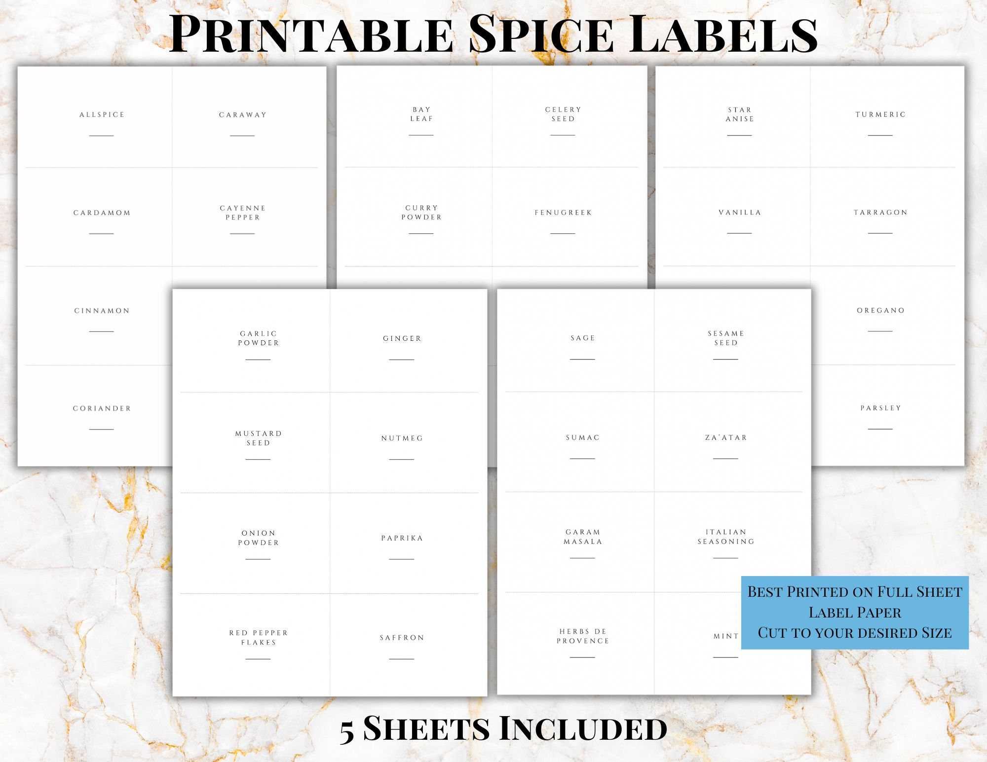 Spice Jar Labels Pantry Labels Spice Labels for Spice Jars Jar Labels ...