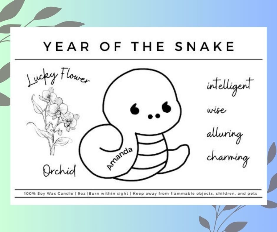 Personalized Birth Year Snake Zodiac Scented Candle, Birth Year Zodiac ...