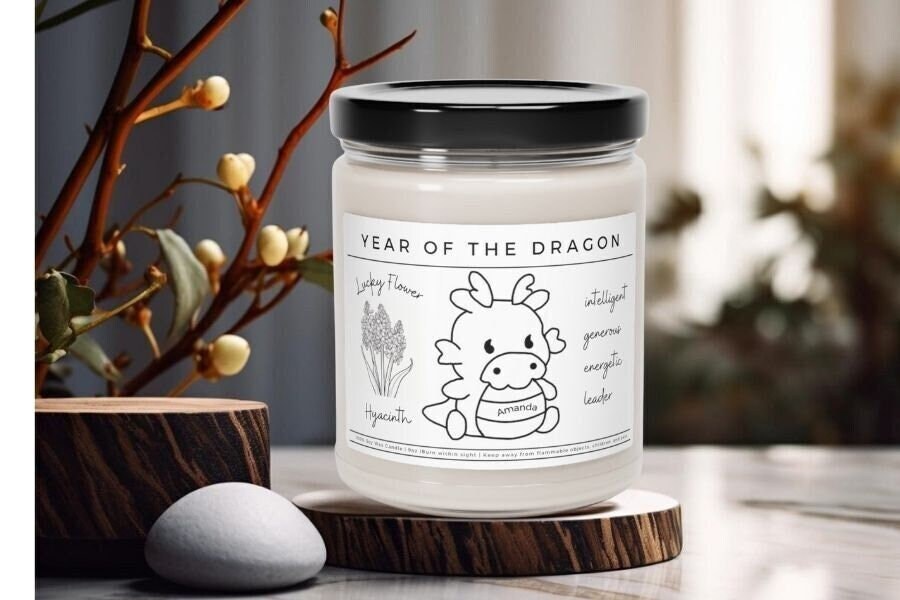 Custom Birth Year Dragon Zodiac Animal Scented Candle, Birth Year ...