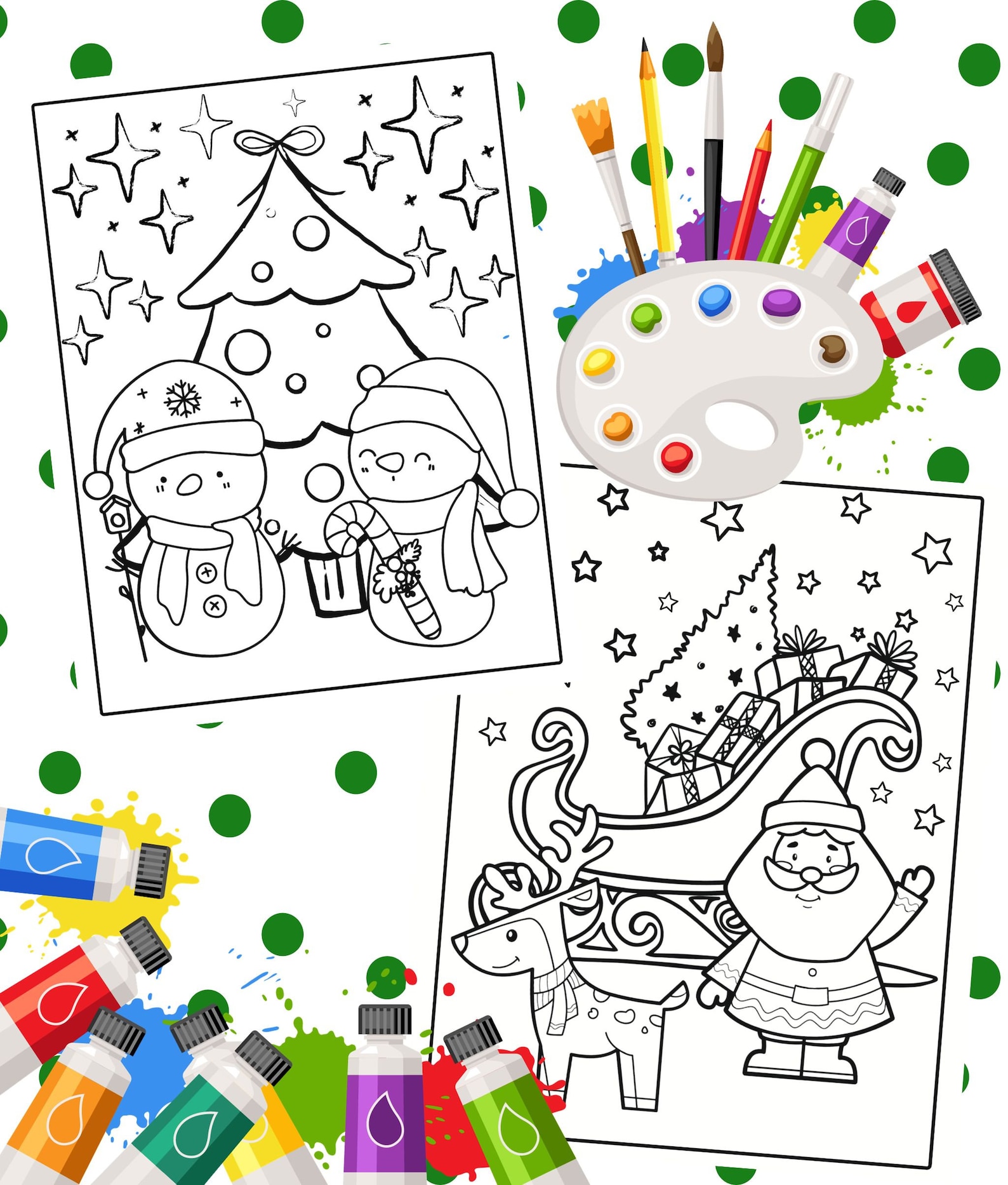 Kids Christmas Coloring Pages, Christmas Activity, Printable Christmas ...