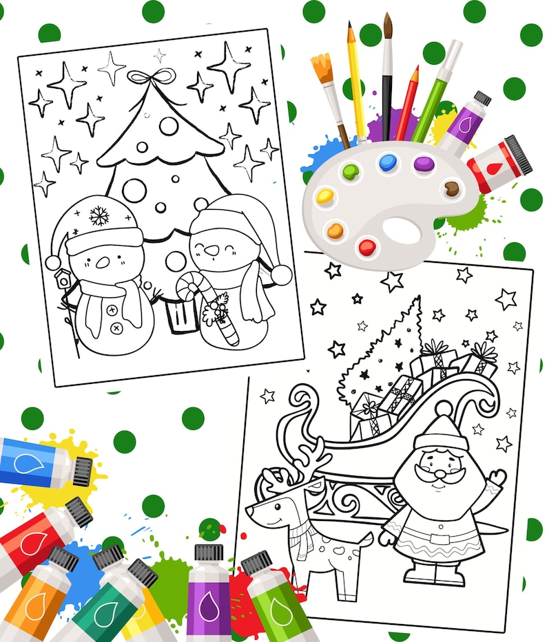 Kids Christmas Coloring Pages, Christmas Activity, Printable Christmas ...
