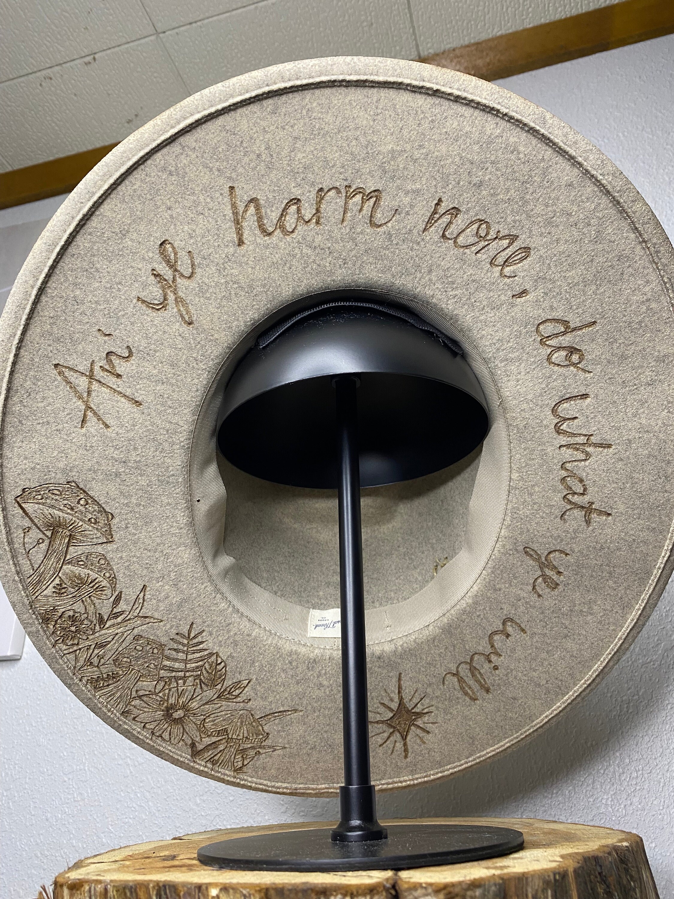 Grounded to Nature - Hand Burned Fedora Hat With Crystal - Etsy