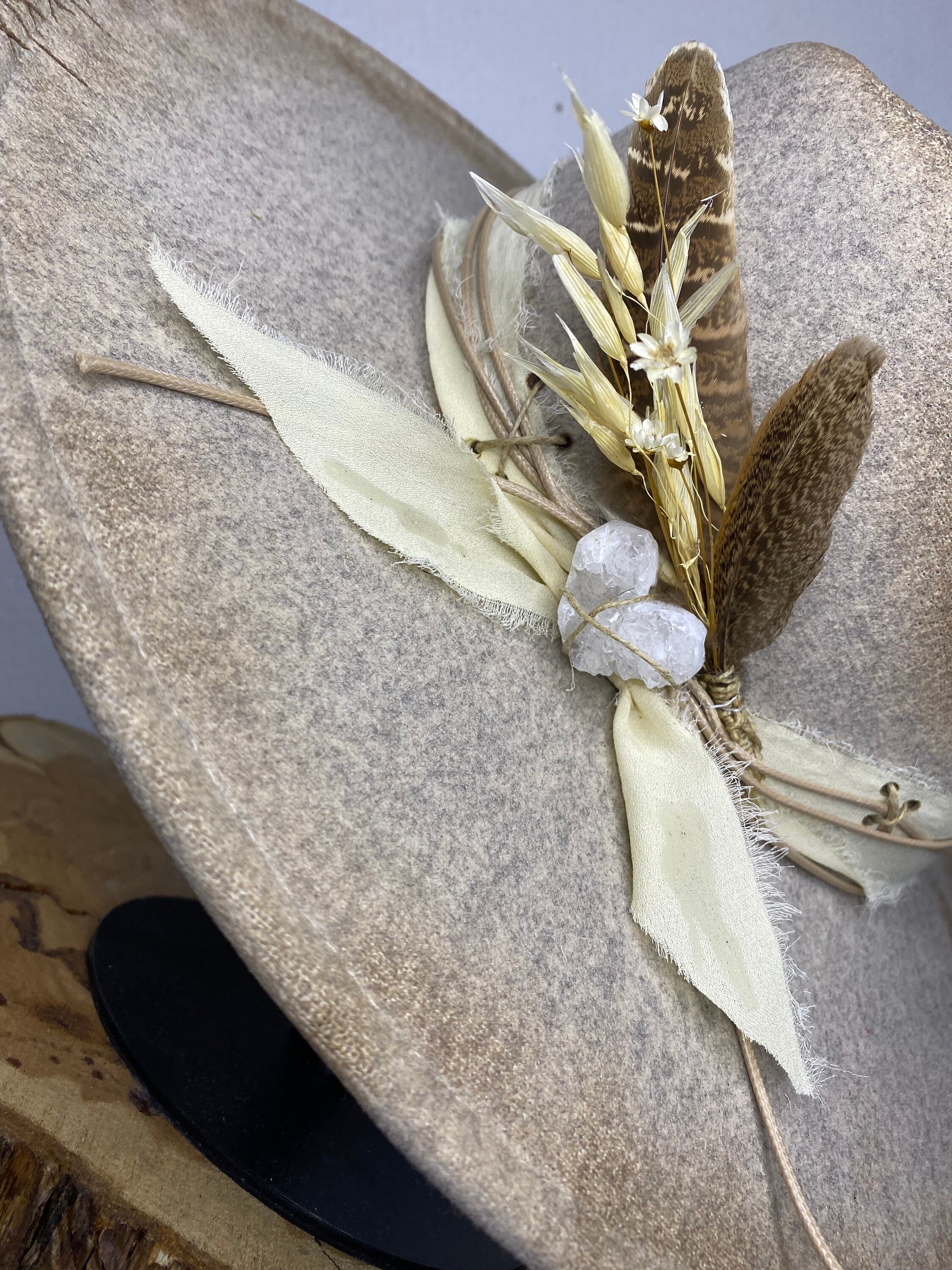 Grounded to Nature - Hand Burned Fedora Hat With Crystal - Etsy