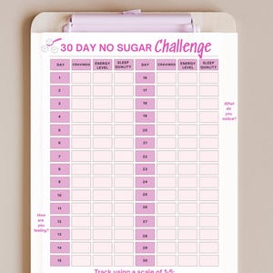 Printable, 30 Day Habit Tracker, No Sugar Challenge, No Candy Challenge ...
