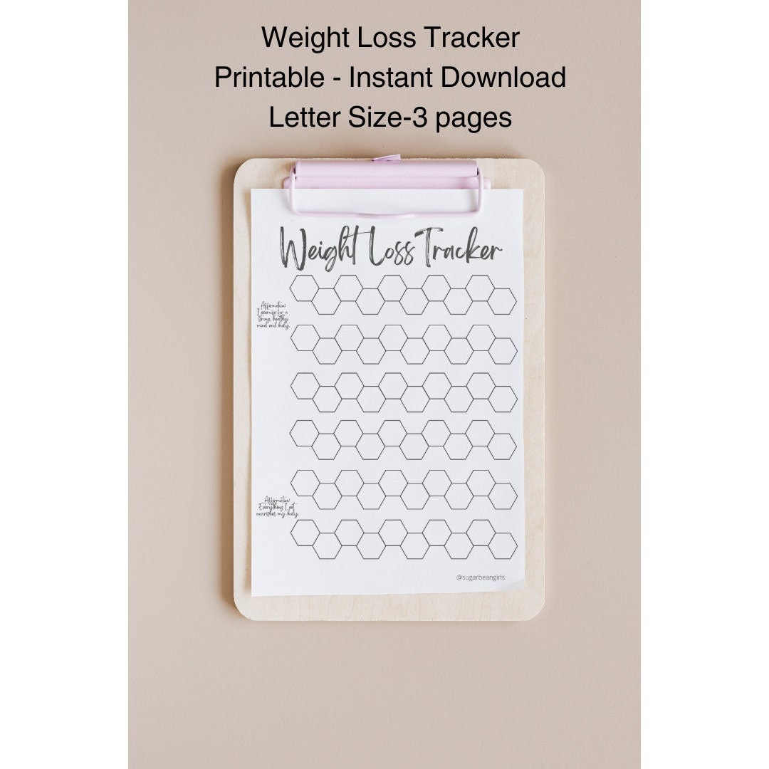 Printable Weight Loss Tracker, Weight Loss Journal, Weight Loss Planner ...