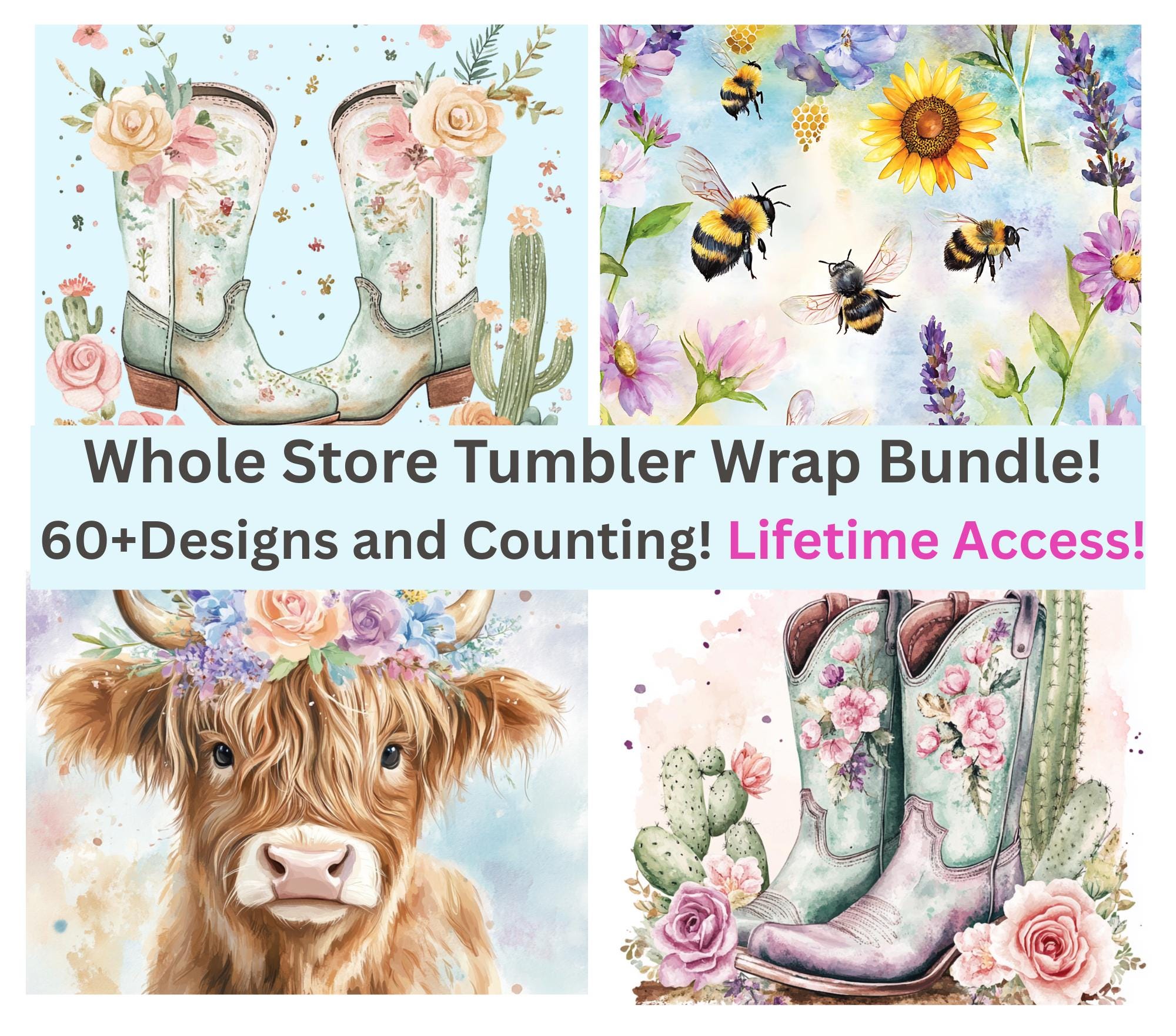 Whole Shop Tumbler Wrap Bundle (60 +), Variety Pack Tumbler Wraps ...
