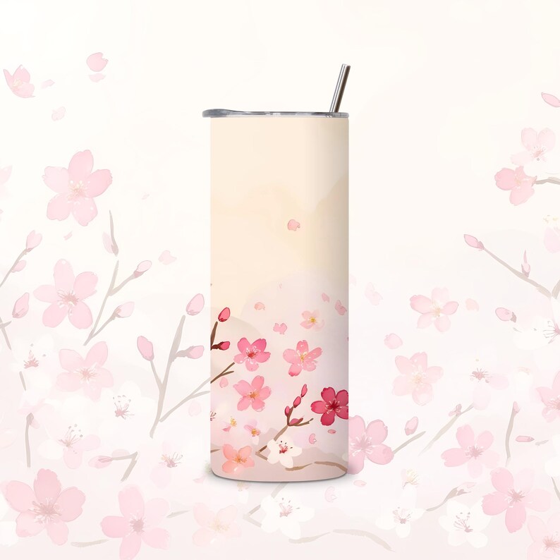 Spring Cherry Blossomtumbler Wrap, 20oz Skinny Tumbler, Spring Floral ...