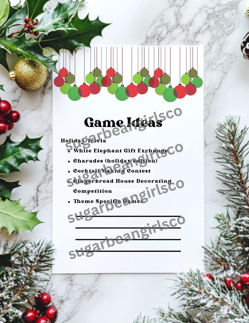 Printable Holiday Party Planner Organizer Festive Event Checklist ...