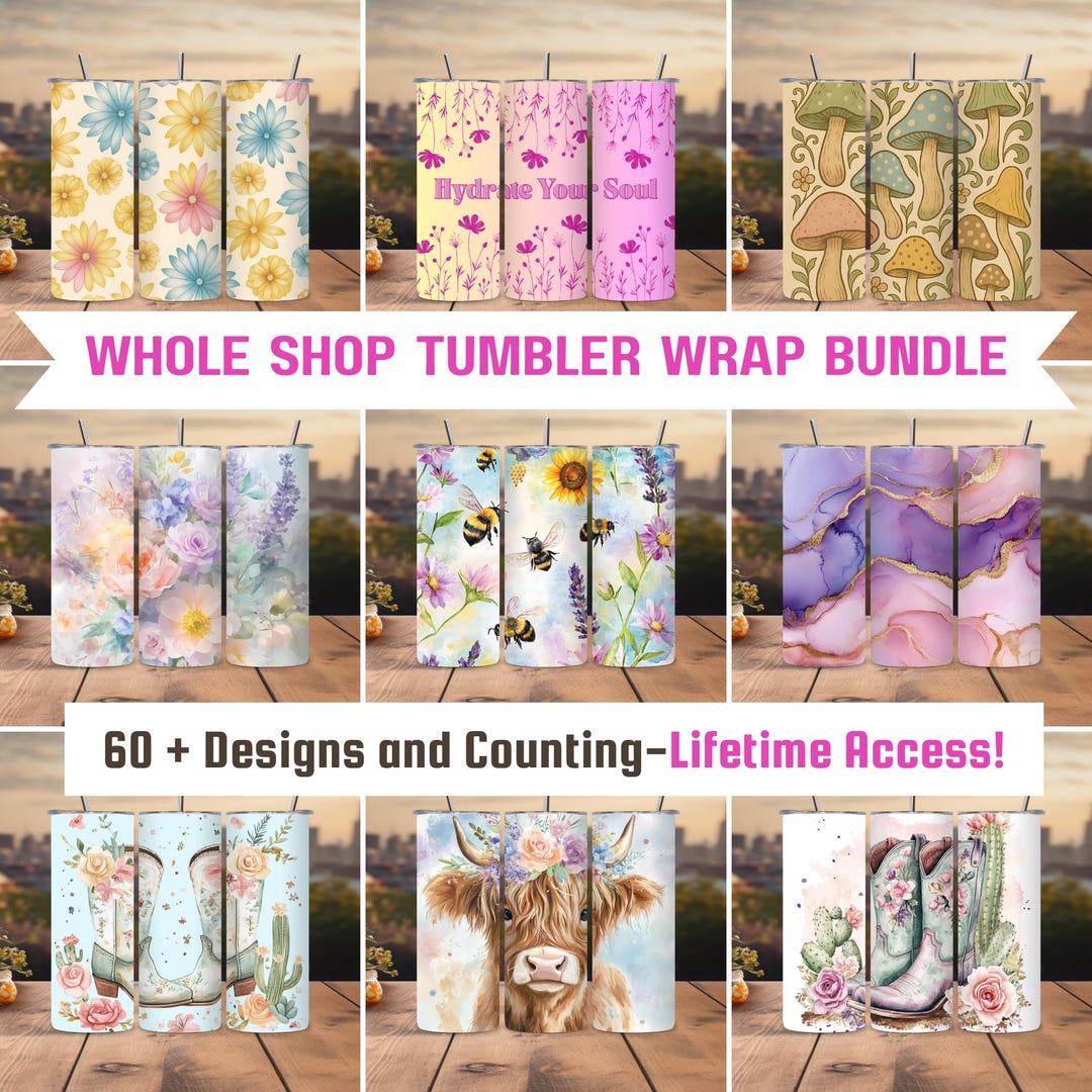 Whole Shop Tumbler Wrap Bundle (60 +), Variety Pack Tumbler Wraps ...