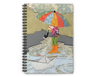 Rainy Day Notebook - Watercolor Raindrops and Umbrellas Hardcover ...