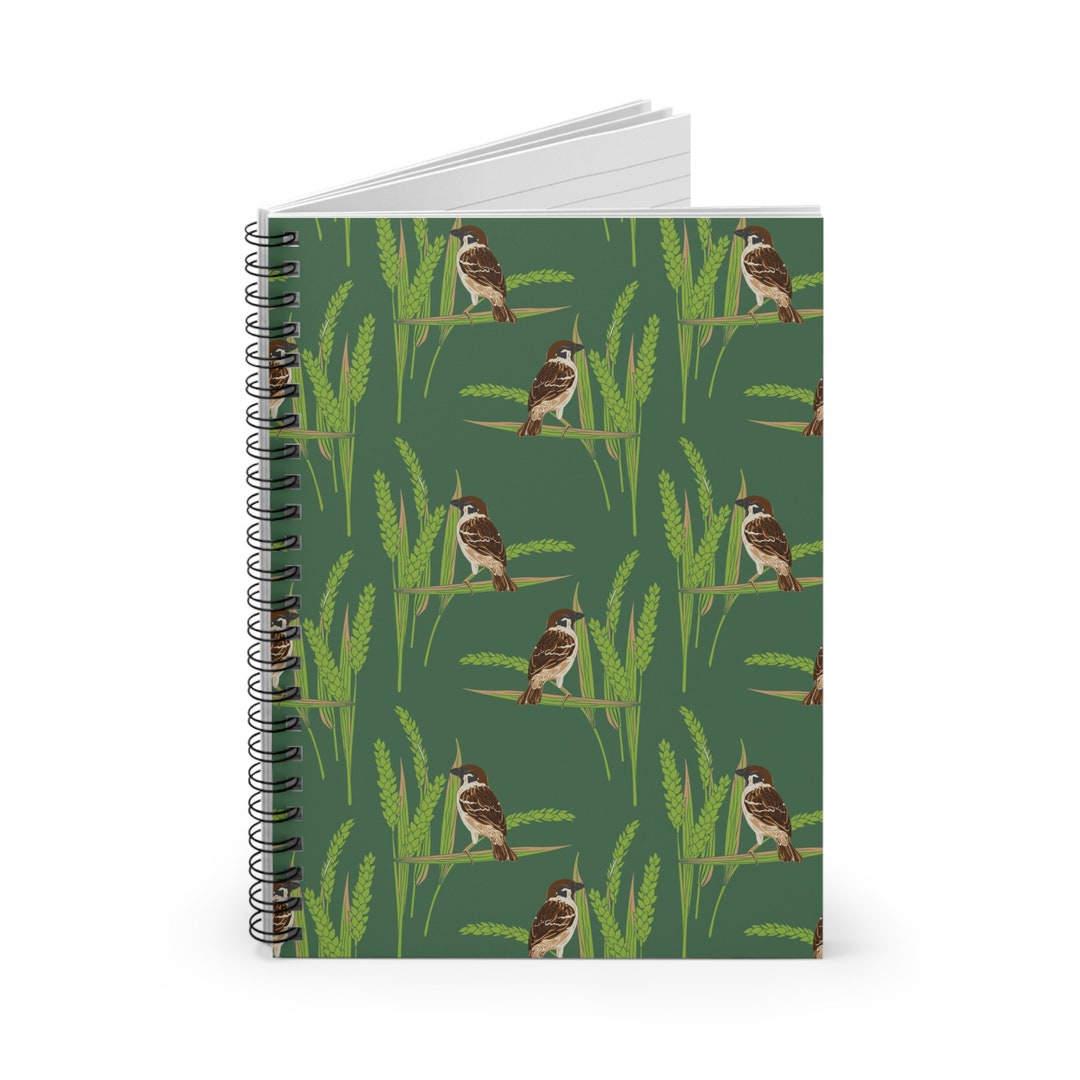 Sparrows in the Wheat Spiral Notebook Journal Diary Botanical Notebook ...