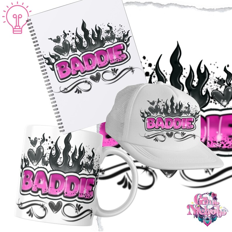 Baddie Airbrush PNG: Black Flame Graffiti Clipart (digital Download ...