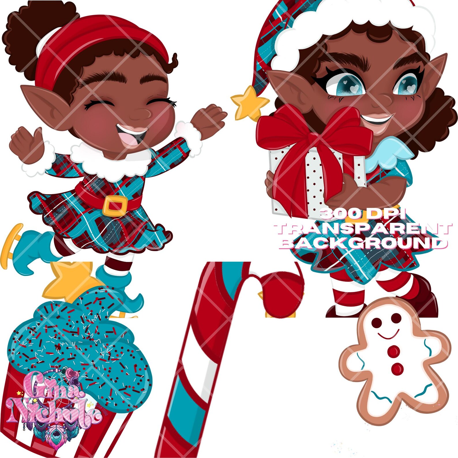 Candy Cane Lane Clipart, Christmas PNG, Pink Holiday Town, Cute Xmas ...
