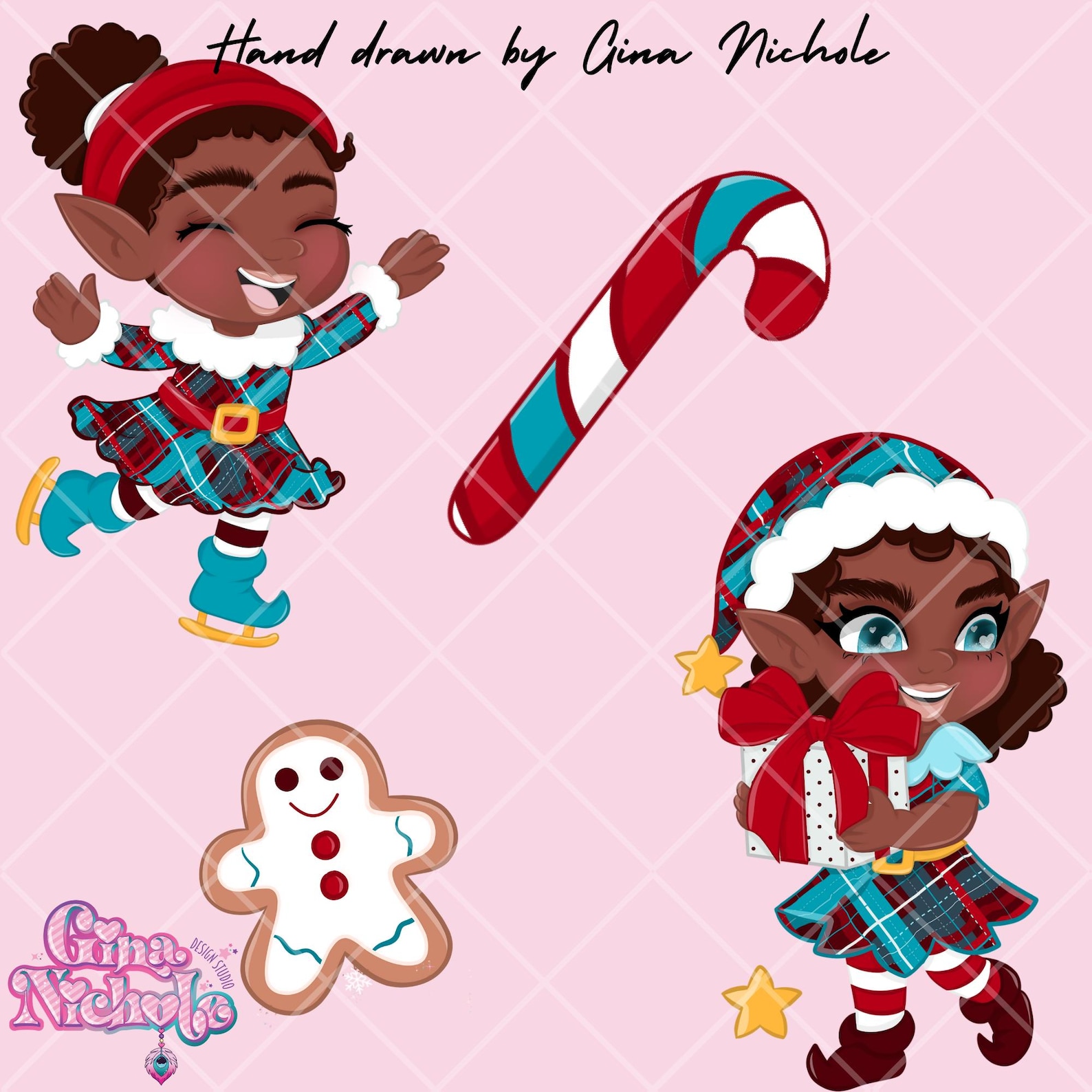 Candy Cane Lane Clipart, Christmas PNG, Pink Holiday Town, Cute Xmas ...