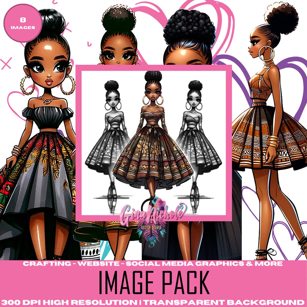 Fashion Girl Clipart With African Print - Afro and Black Woman ...