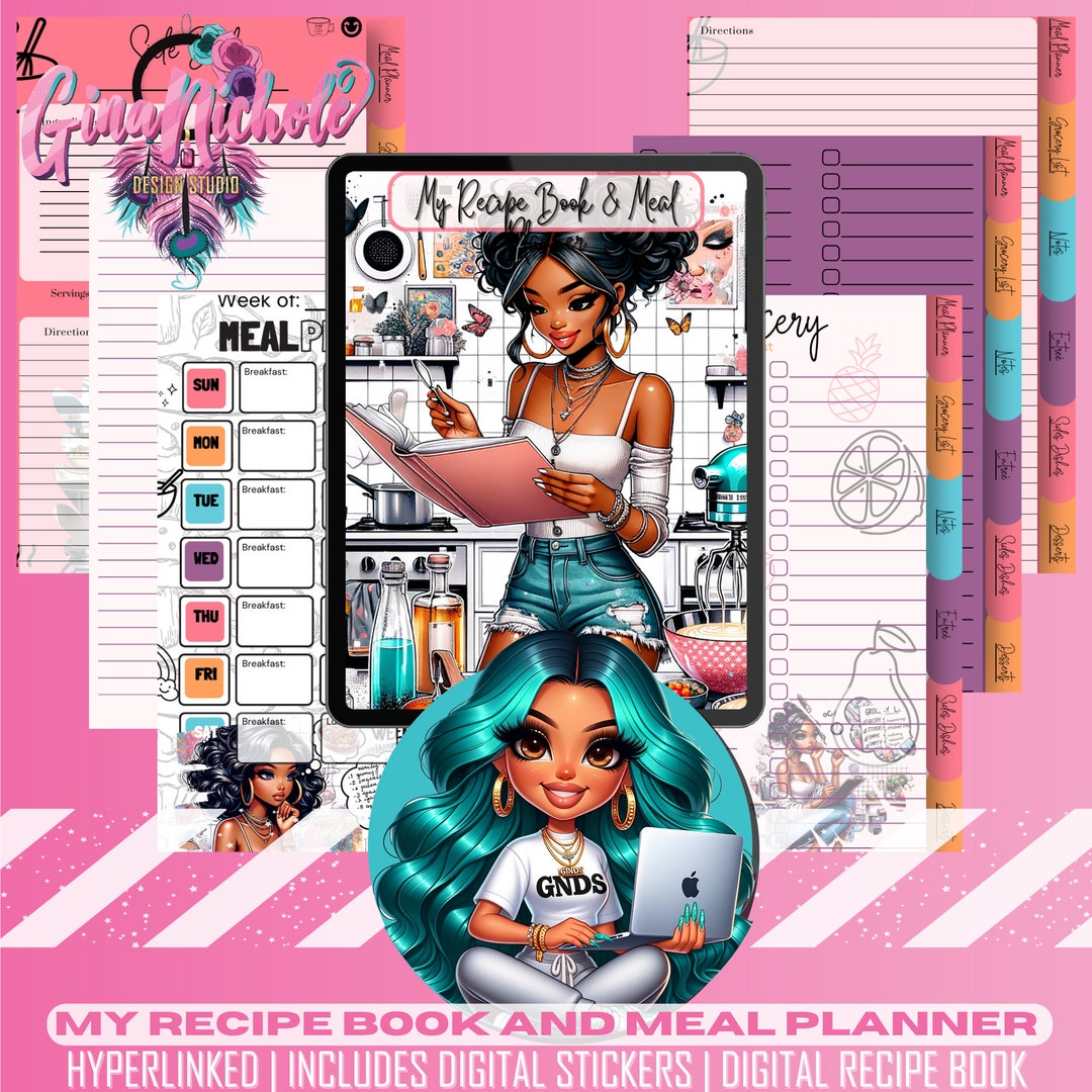 Complete Digital Recipe Book With Tabs & Stylized Graphics. 45 Stickers ...