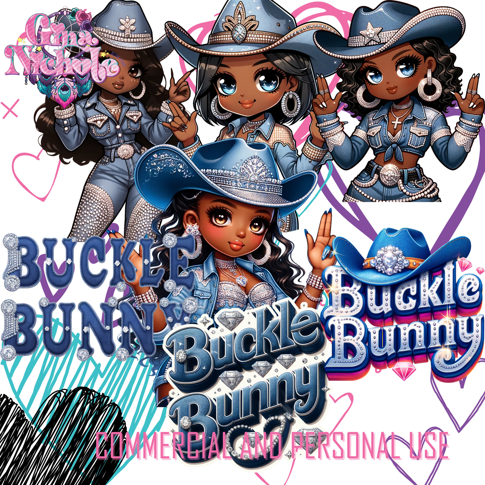 Black Buckle Bunnies Clipart Collection Sparkling Western Digital ...