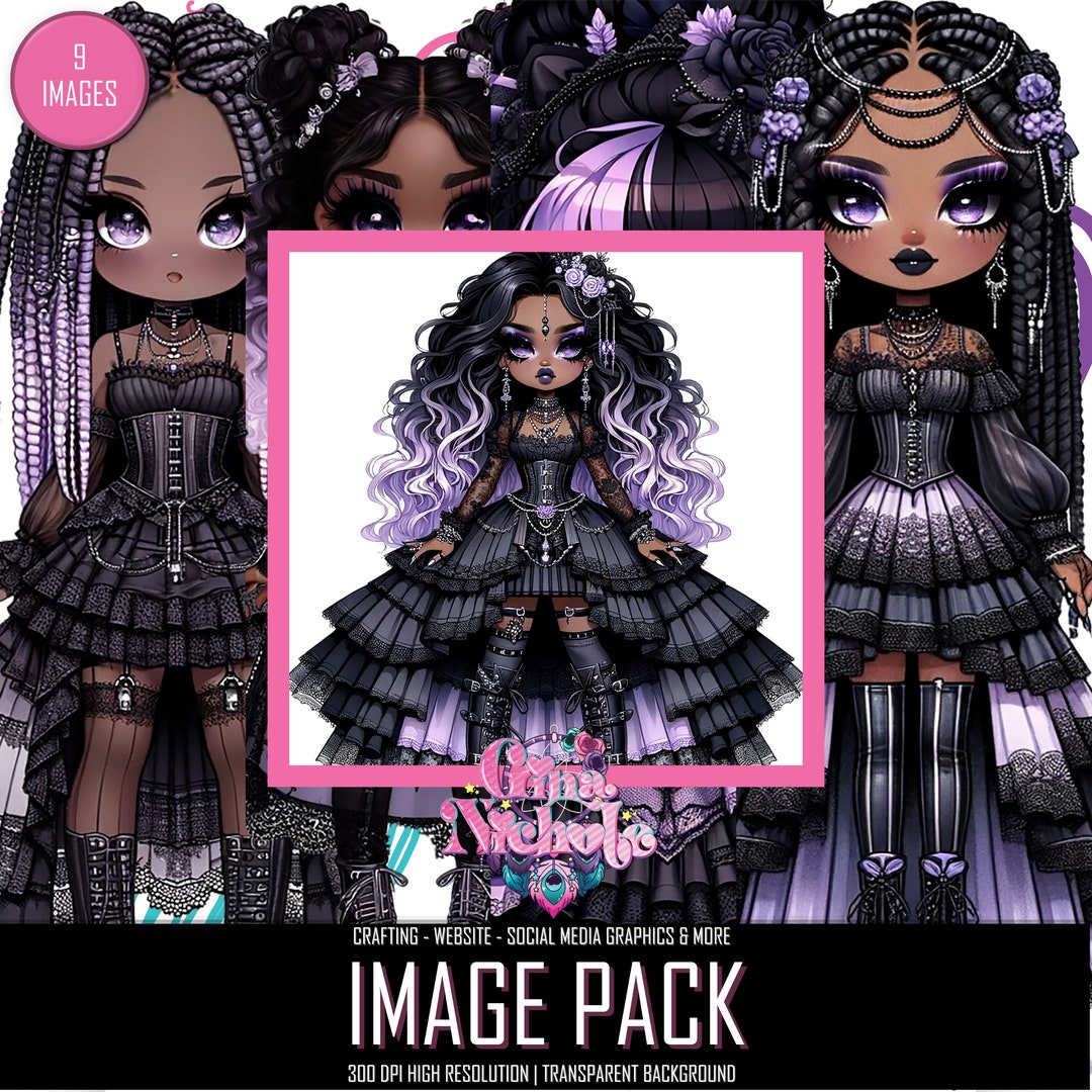 Lavender Gothcore Kawaii Style African American Girls in Gothcore ...