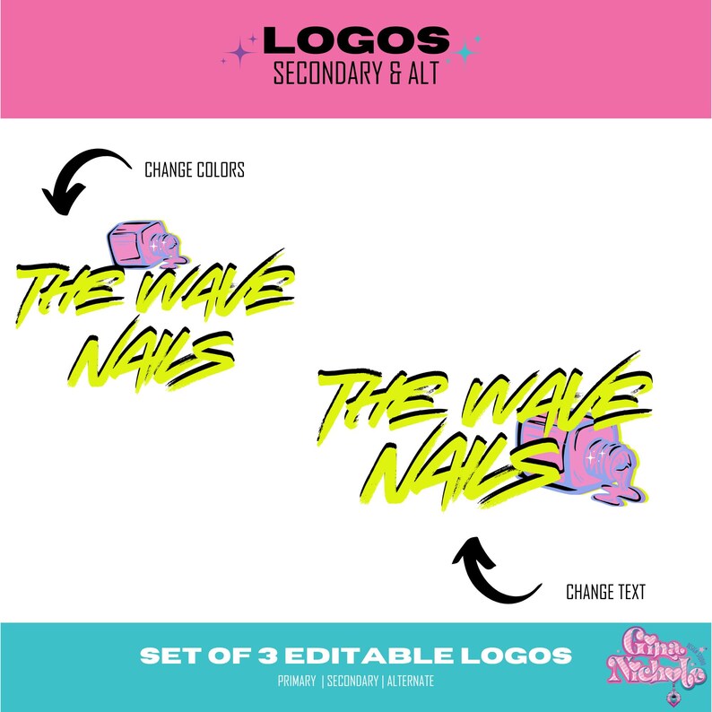 Nail Logo Template: Editable DIY Business Branding Kit (canva) - Etsy